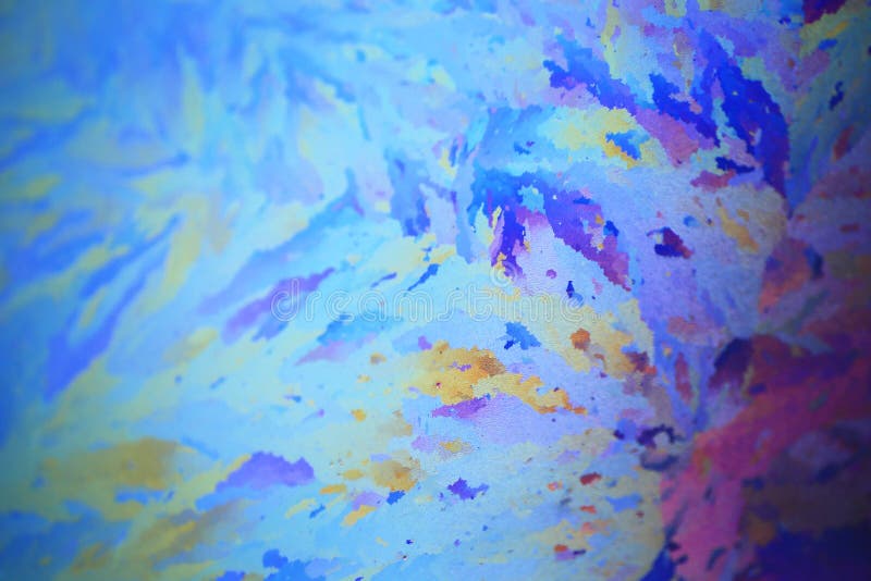 Abstract Colorful Light Effects on Window Frost, Macro in Light Blue ...