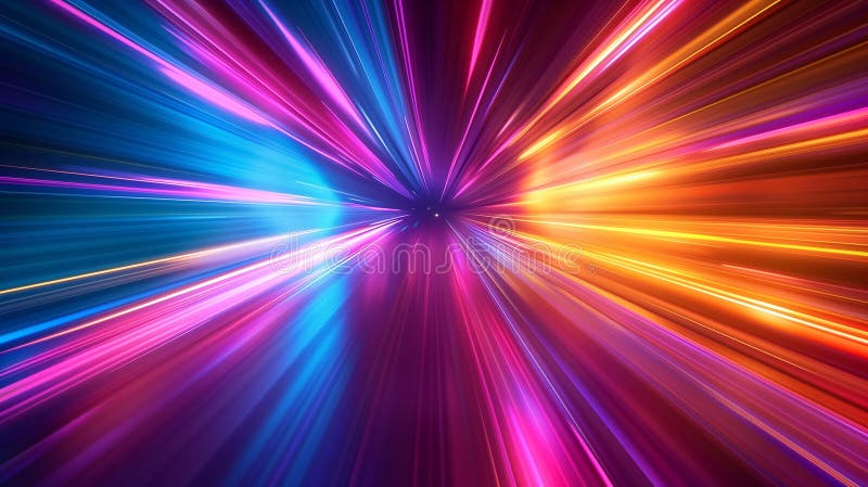 Abstract Colorful Light Speed Background with Rays of Neon Lights ...