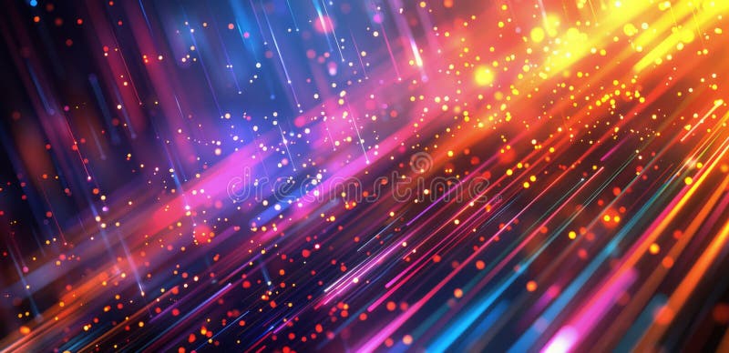 Abstract Colorful Light Streaks and Bokeh on Black Background Stock ...