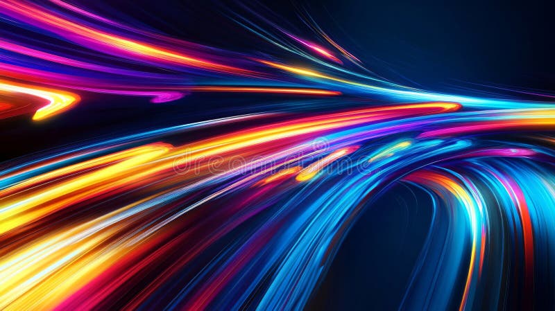 Abstract Colorful Light Streaks on Dark Background Stock Image - Image ...