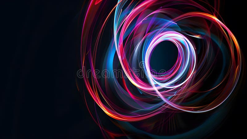 Abstract Colorful Light Swirl on Black Background Stock Illustration ...