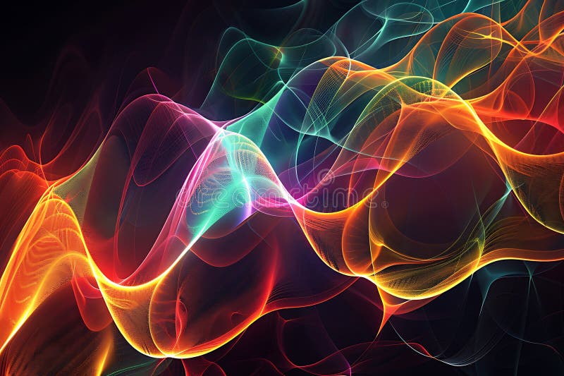 Abstract Colorful Light Waveforms and Energy Flow Stock Illustration ...
