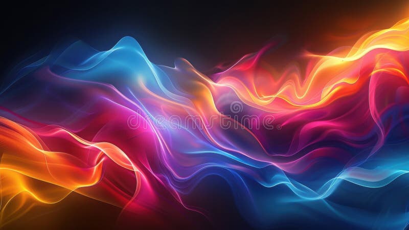 Abstract Colorful Light Waves, Bright Flow of Energy, Smooth and ...