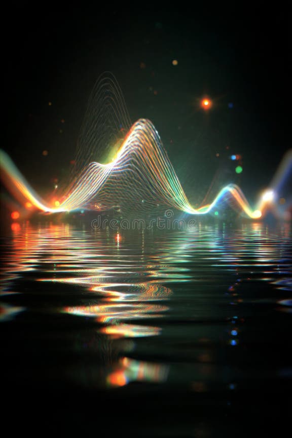 Abstract Colorful Light Waves Reflecting on Water Stock Illustration ...