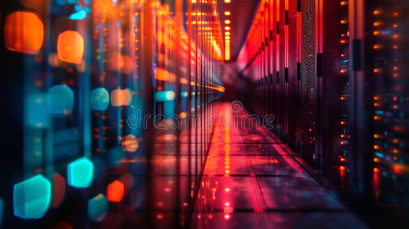 Abstract Colorful Lights in a Modern Data Center Stock Photo - Image of ...