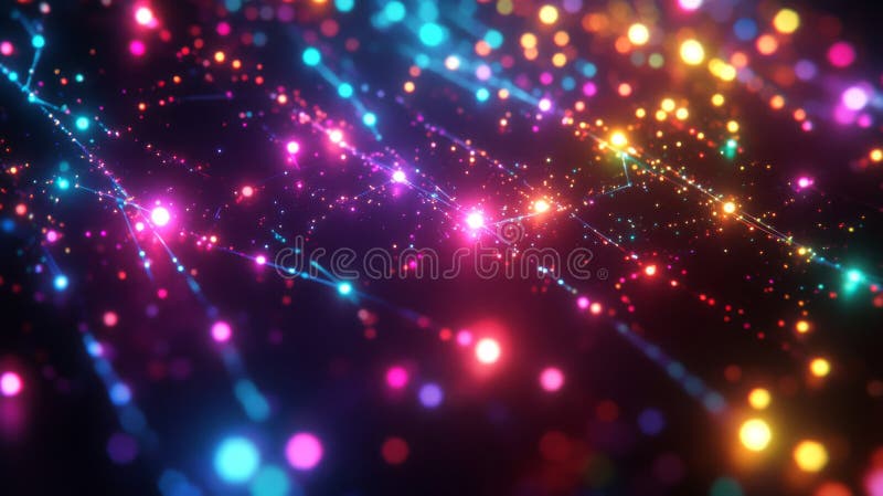 Abstract Colorful Lights Streaming Across Dark Background Stock ...
