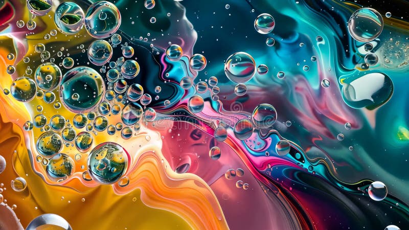 Abstract Colorful Liquid Pattern with Oil Bubbles Stock Video - Video ...