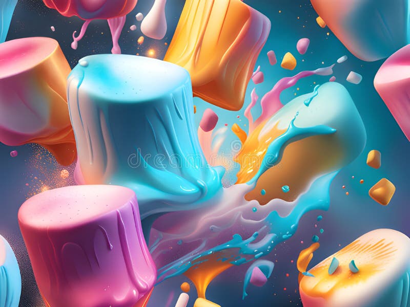 Abstract Colorful Liquid Splash Background with Marshmallow Stock ...