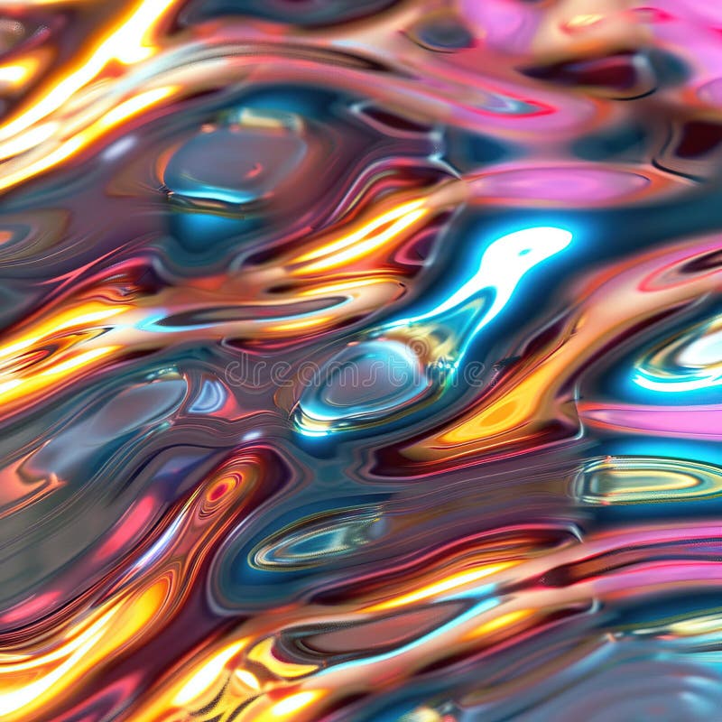 Abstract Colorful Liquid Swirls, Vibrant Metallic Texture Stock ...