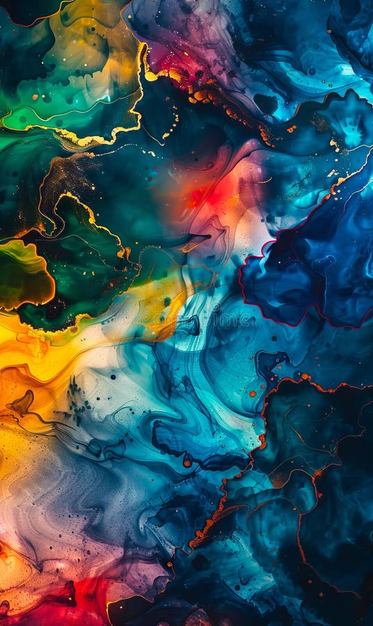 Abstract Colorful Liquid Wallpaper. Abstract Painting with Colorful ...