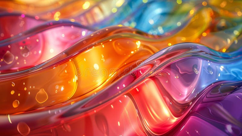 Abstract, Colorful, Liquid Waves Flowing and Overlapping, Creating a ...
