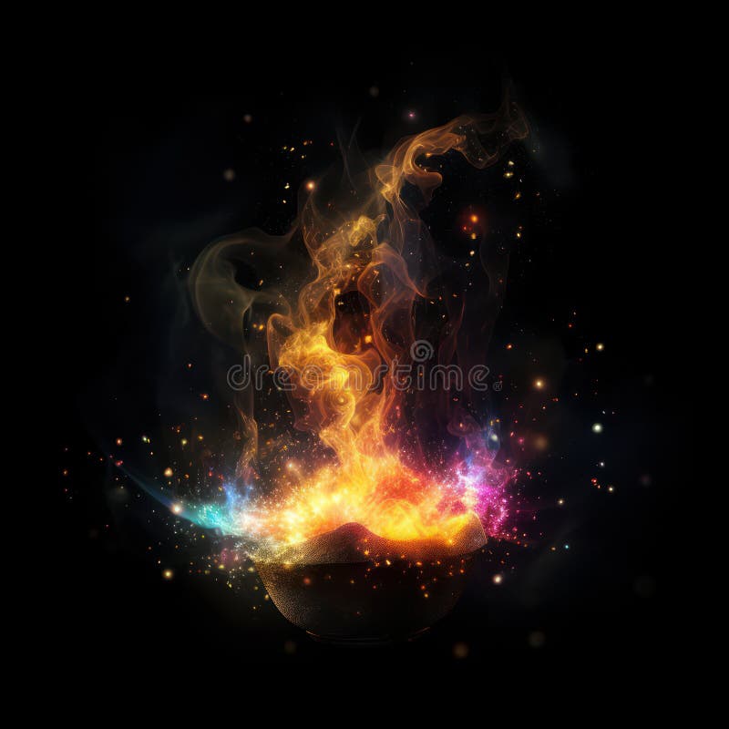 Abstract Colorful Magic Shine on Black Background. Glowing Particles ...