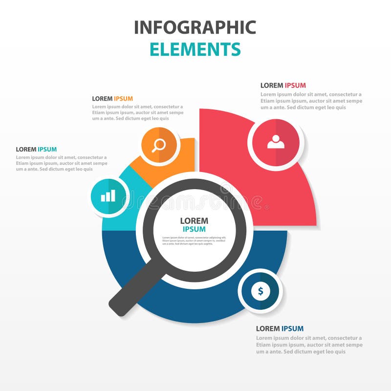 Abstract Colorful Circle 4 Step Business Infographics Elements Presentation Template Flat
