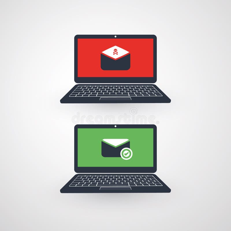 Laptops, Envelope Icons - Virus, Malware, Ransomware, Fraud, Spam ...