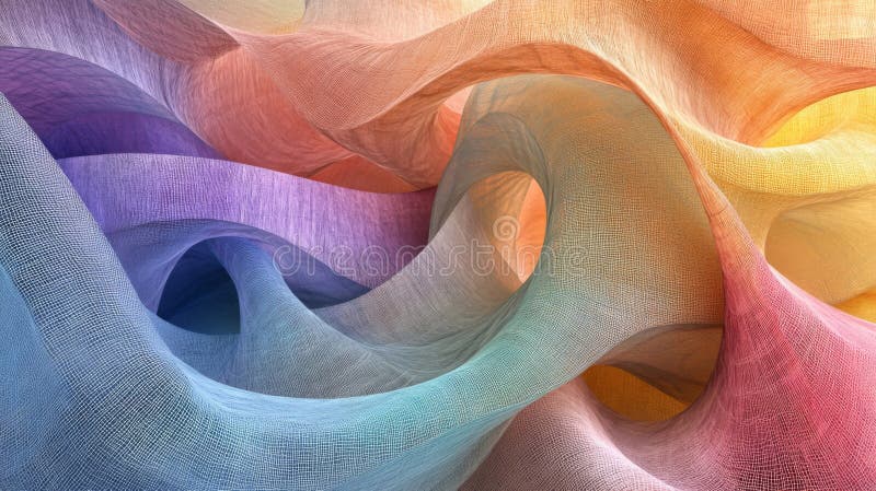 Abstract Colorful Mesh Fabric Sculpture with Intertwined Curves Stock ...