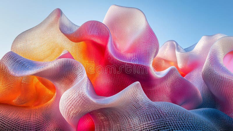 Abstract Colorful Mesh Sculptures Wavelike Forms Stock Illustration ...