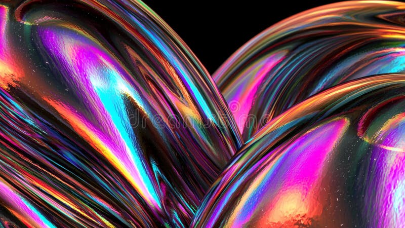 Abstract Metallic Rainbow Texture Forming Colorful Wavy Shapes Stock ...