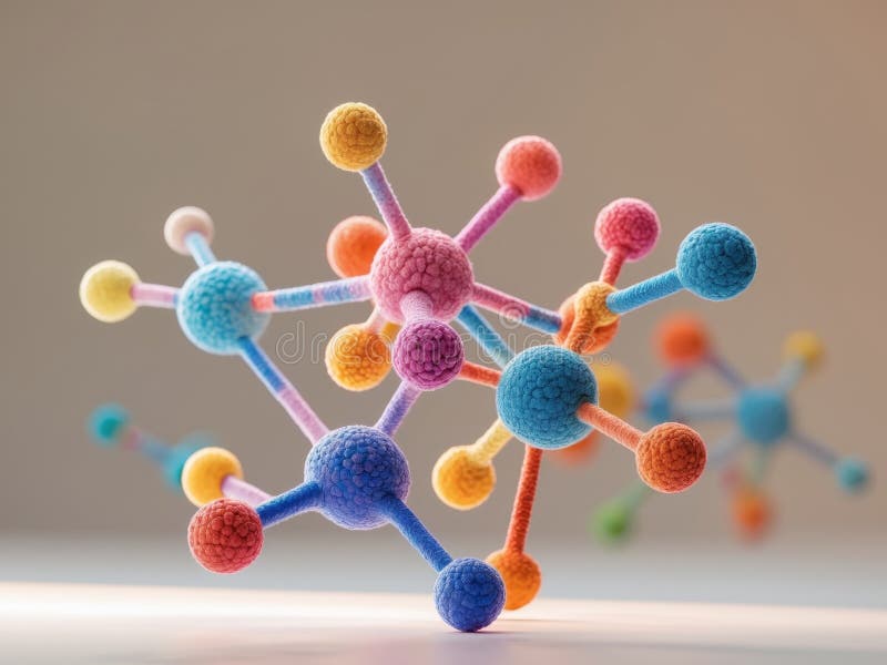 Abstract Colorful Molecule Structure, Scientific Model with Spheres and ...