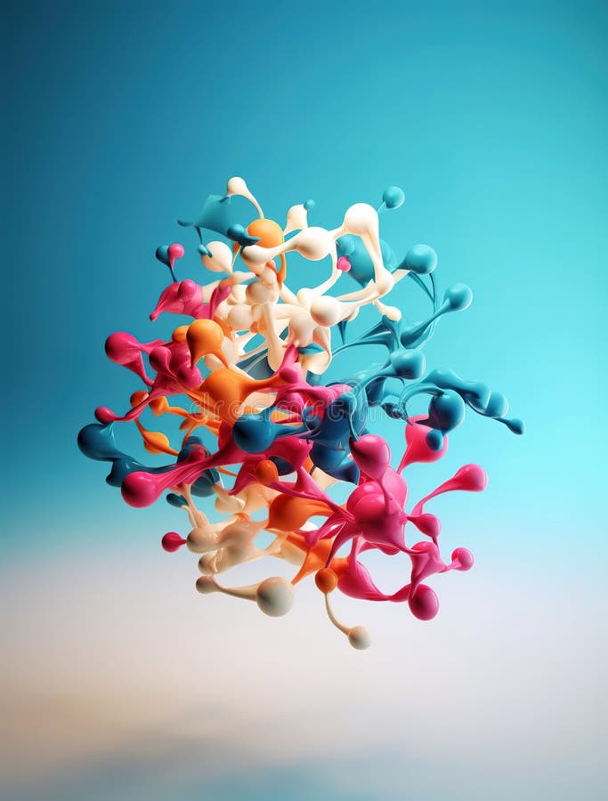 Abstract Colorful Molecules Spinning and Falling Spheres Over Gradient ...