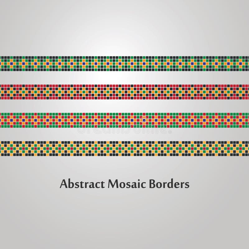 Abstract Colorful Mosaic Border Designs Different Decoration Elements ...