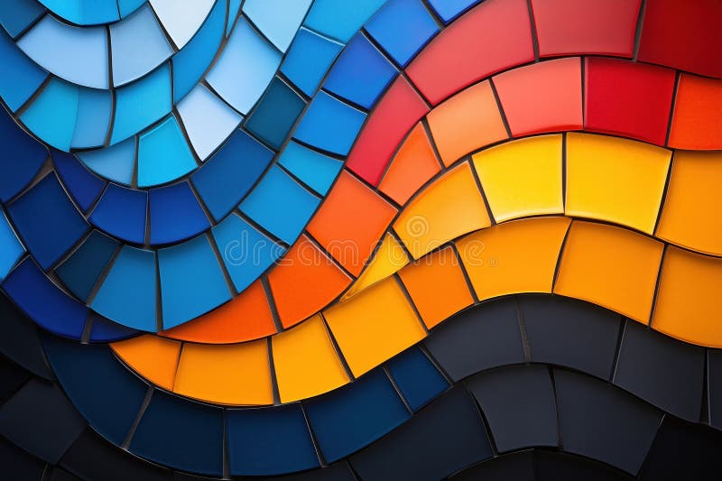 Abstract Colorful Mosaic Tiles Wave Design Vivid Gradient Background ...