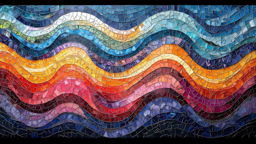 Abstract Colorful Mosaic Wave Pattern Background Stock Image - Image of ...