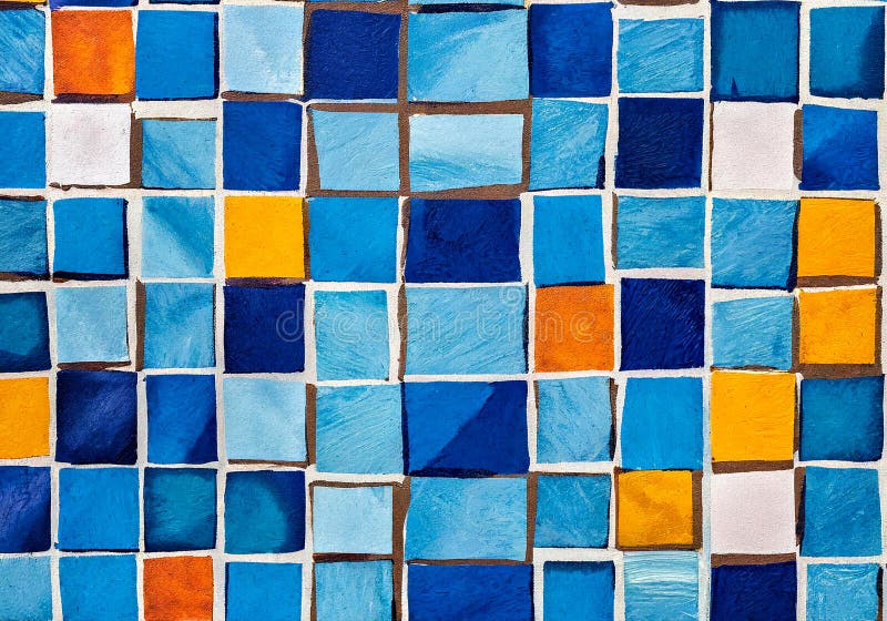 Abstract Colorful Mozaic Tile Dominated with Blue Color Realistic ...