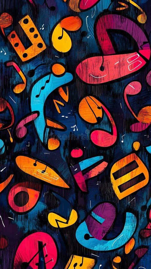 Abstract Colorful Music Notes Artistic Design Stock Illustration ...