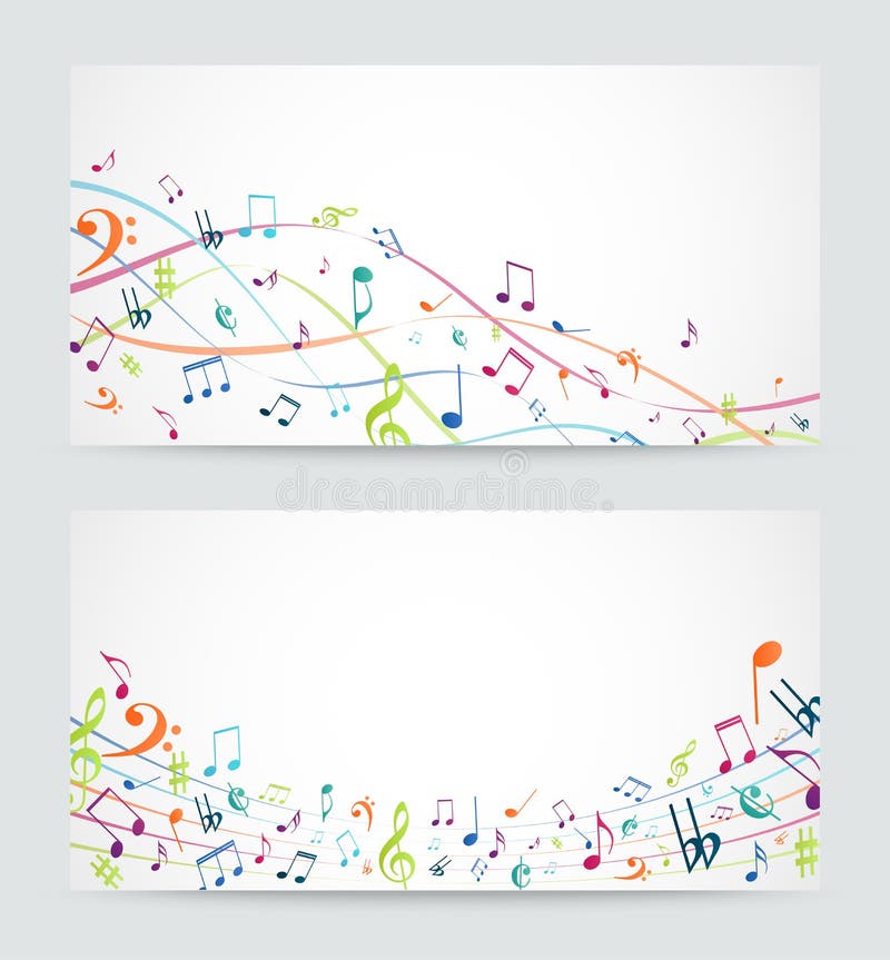 Abstract Colorful Music Notes Banner Stock Vector - Illustration of ...