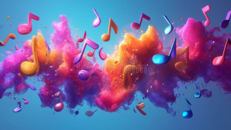 Abstract Colorful Music Notes Explosion Stock Illustration ...
