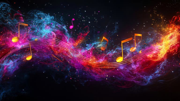 Abstract Colorful Music Notes Wave Background Stock Illustration ...