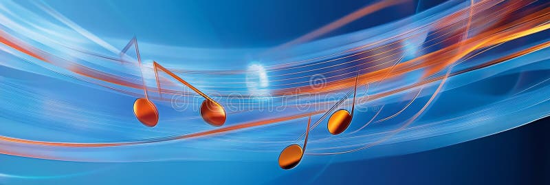 Abstract Colorful Musical Background with Music Notes Flowing in a ...