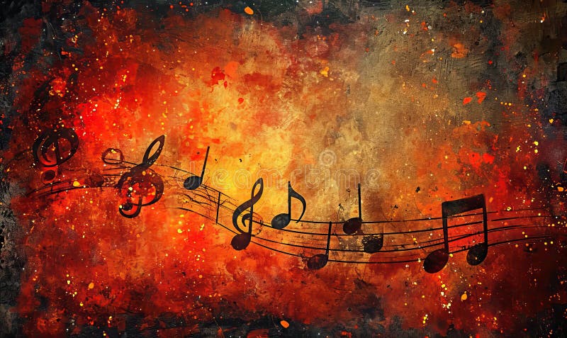 Abstract Colorful Musical Background with Notes, Instruments. Stock ...