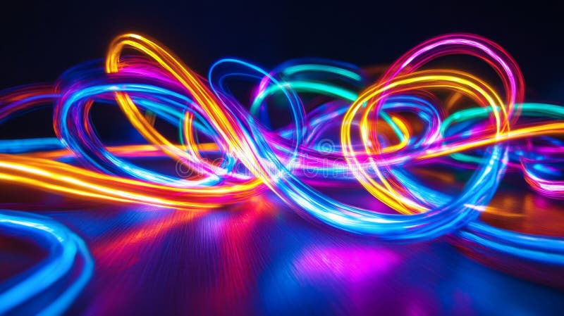 Abstract Colorful Neon Lights Design on Dark Background Stock ...