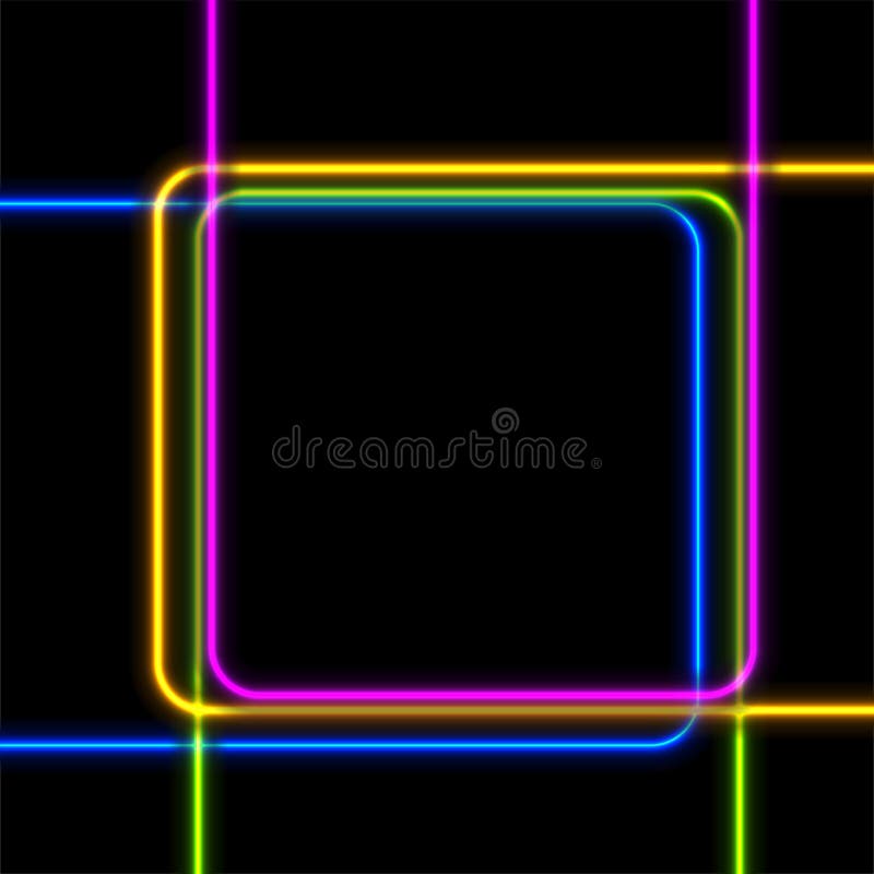 Abstract Colorful Neon Square Frame Abstract Background Stock Vector ...