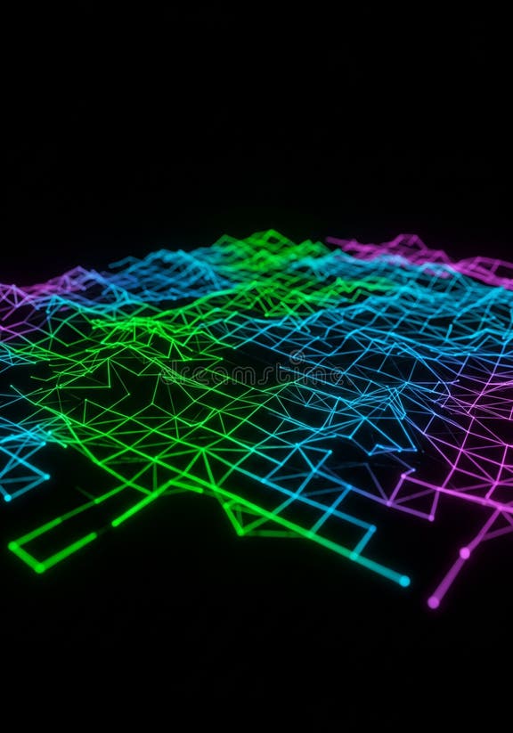 Abstract Colorful Network Lines and Points Stock Illustration ...