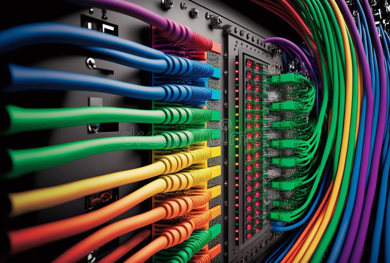 Abstract Colorful Network Panel, Switch and Cable in Data Center ...
