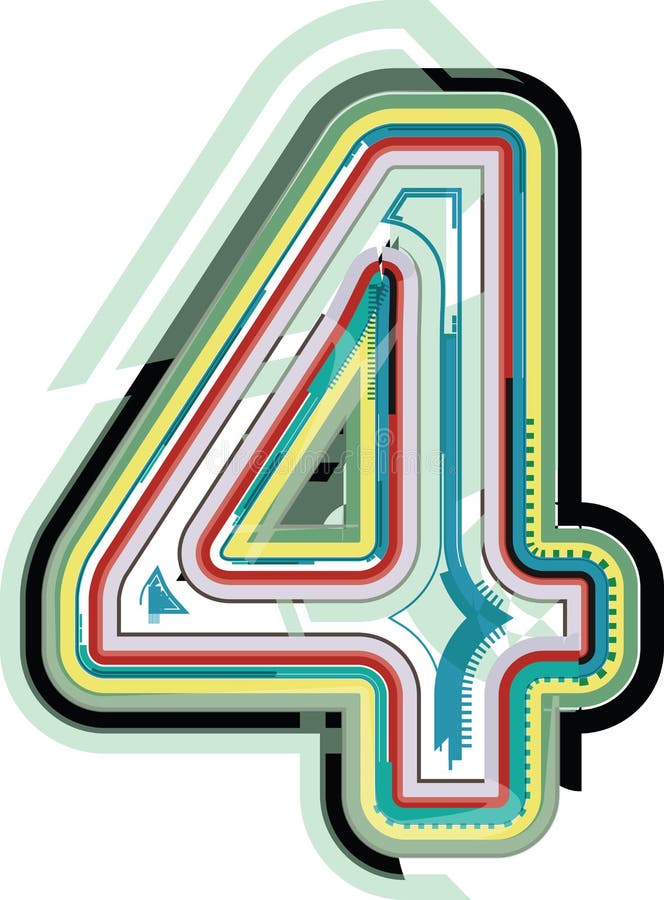 Abstract Colorful Number 4 stock vector. Illustration of grunge - 101404804