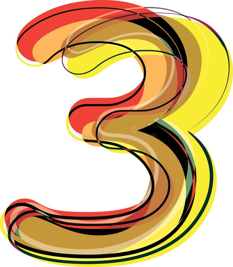 Abstract Colorful Number 3 stock vector. Illustration of paint - 262758187