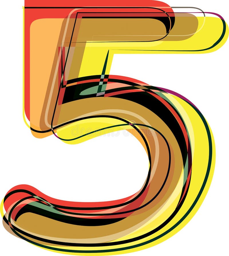 Abstract Colorful Number 5 stock vector. Illustration of painting ...