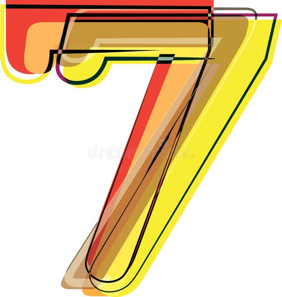 Abstract Colorful Number 7 stock vector. Illustration of doodle - 262758216