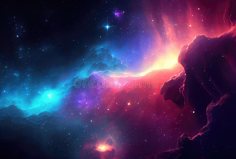 Abstract of Colorful Outer Space Planets Nebula and Galaxy Sky ...