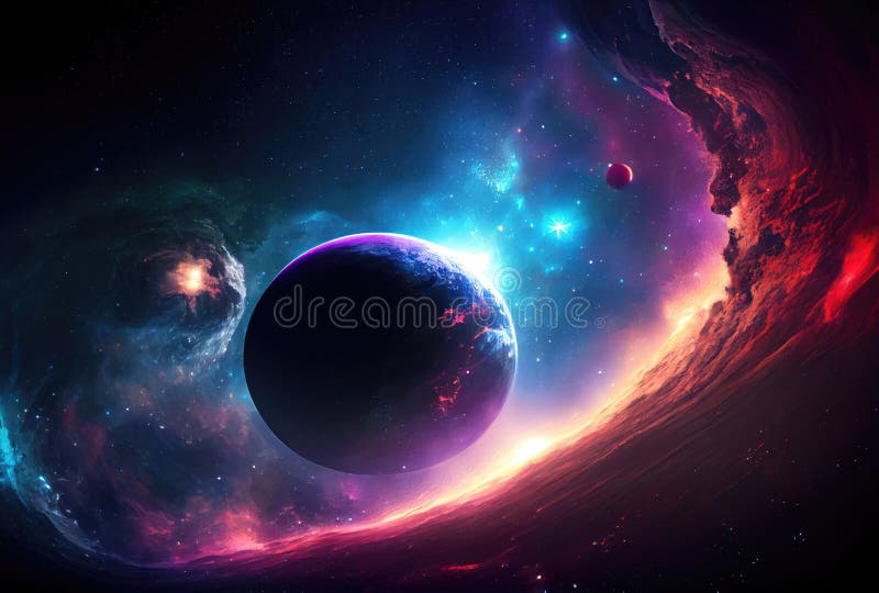 Abstract of Colorful Outer Space Planets Nebula and Galaxy Sky ...