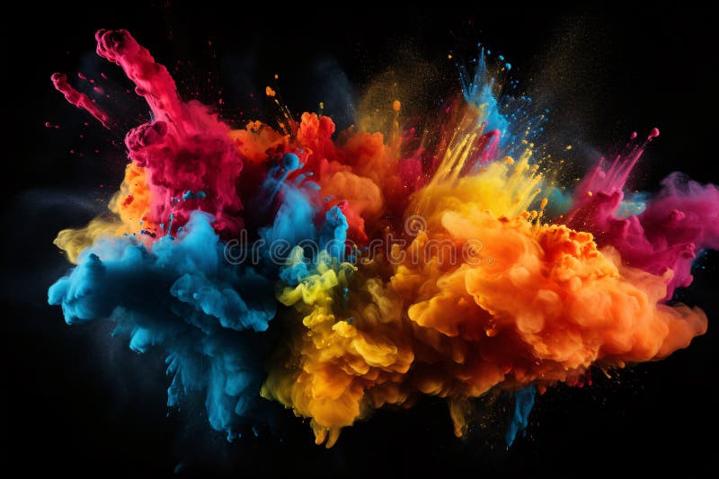 Abstract Colorful Paint Explosion on Black Background Stock ...