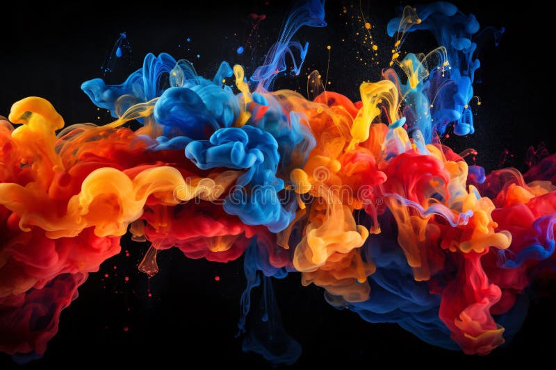 Abstract Colorful Paint Explosion on Black Background Stock ...