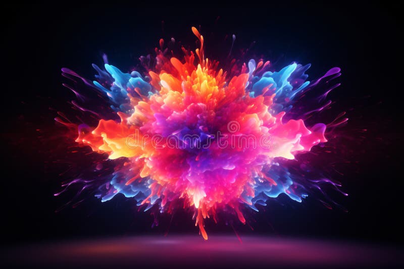 Abstract Colorful Paint Explosion on Black Background Stock ...