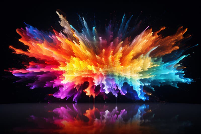 Abstract Colorful Paint Explosion on Black Background Stock ...