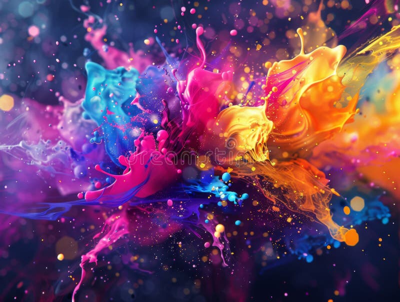Abstract Colorful Paint Explosion with Glitter Stock Illustration ...