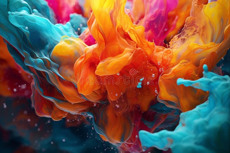 Abstract Colorful Paint Ink Explode Diffusion. Generative AI Stock ...