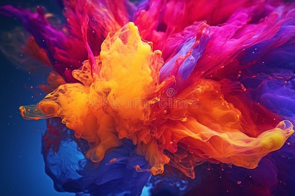 Abstract Colorful Paint Ink Explode Diffusion. Generative AI Stock ...